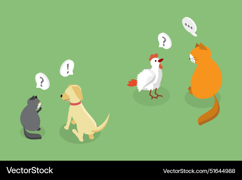 3d isometric flat set of thinking animals Vector Image