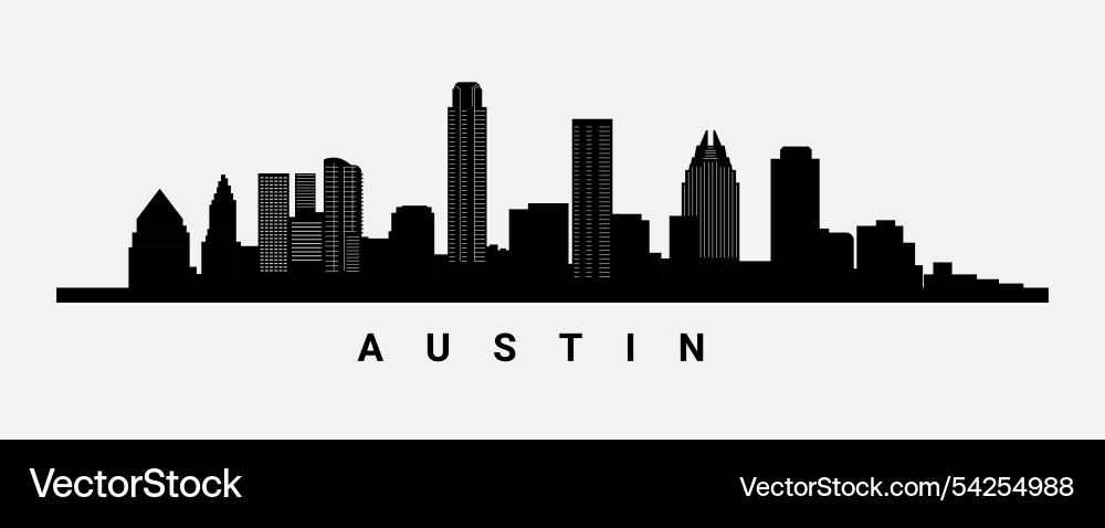 Austin city skyline silhouette black background Vector Image