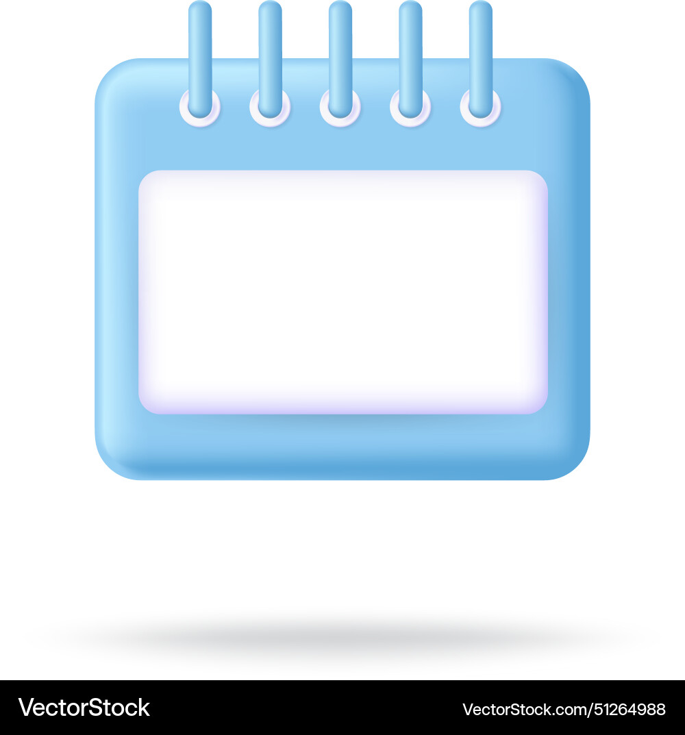 Calendar 3d icon time management diary sign Vector Image