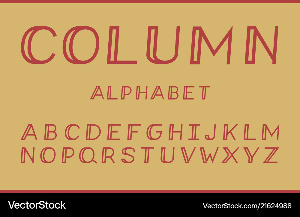 Column cursive font alphabet Royalty Free Vector Image