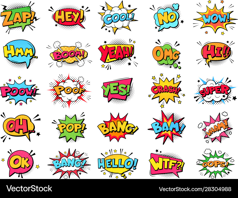 Comic Speech Bubbles & Explosions Royalty Free Vector