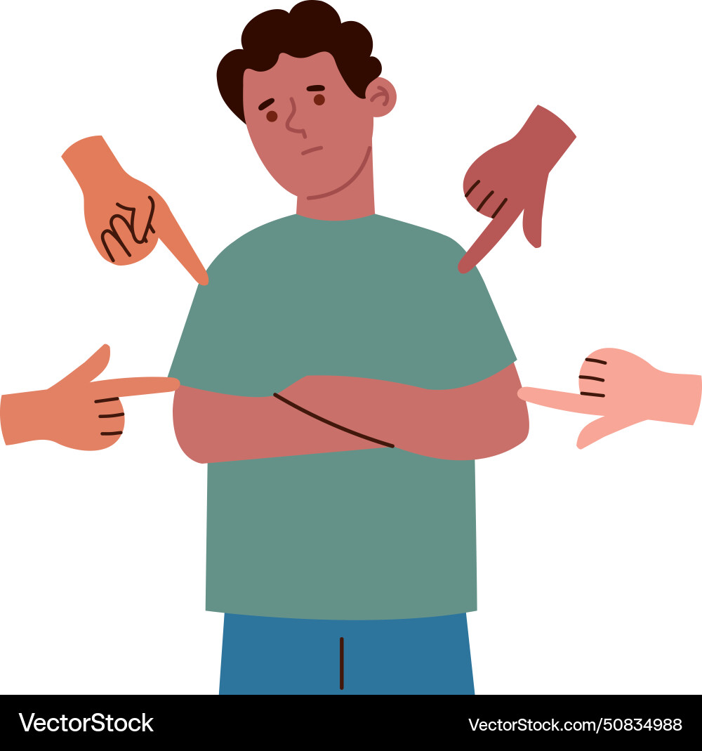 Discrimination scene with young man Royalty Free Vector