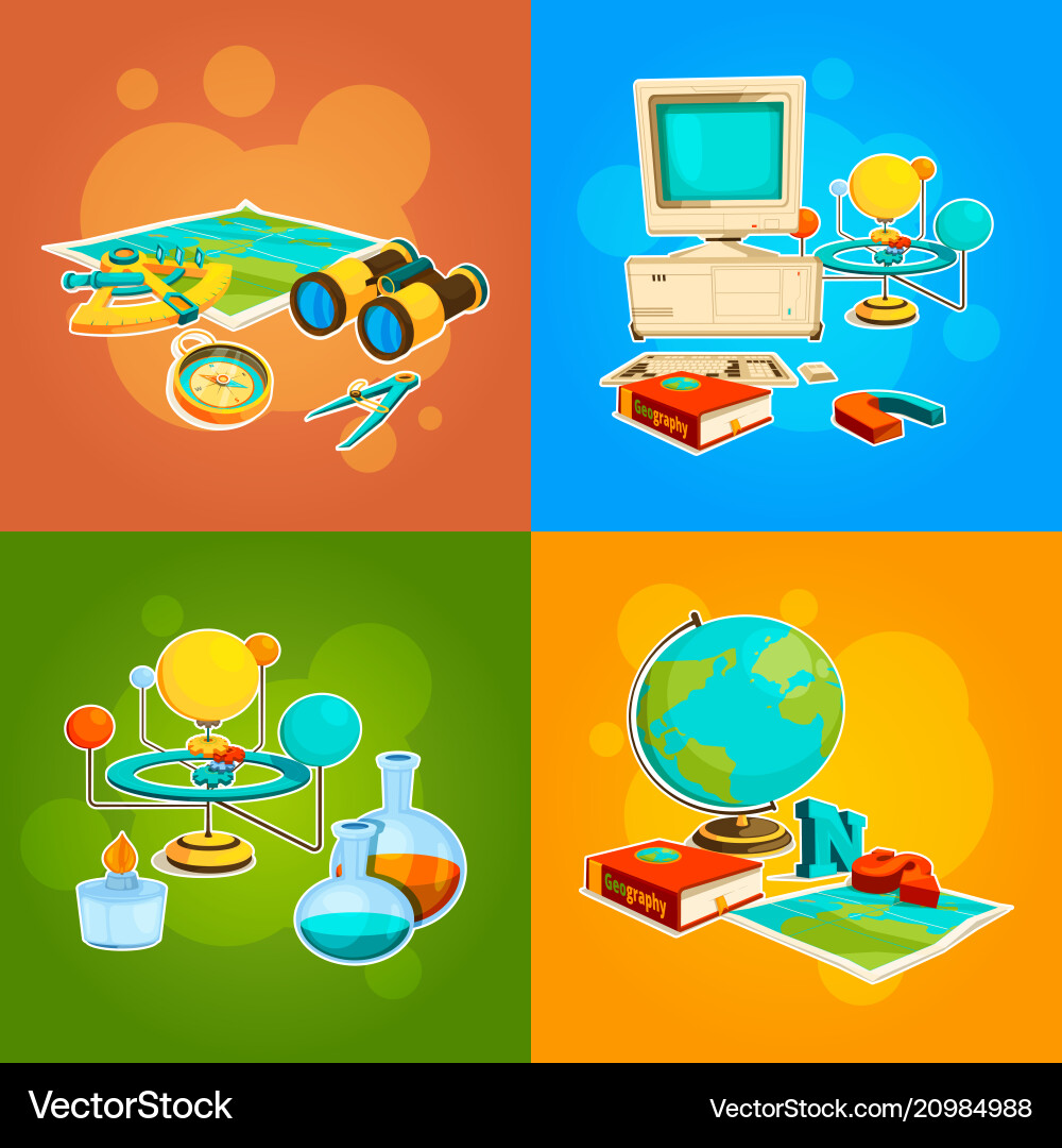 Geography and Science Tools Collection Royalty Free Vector