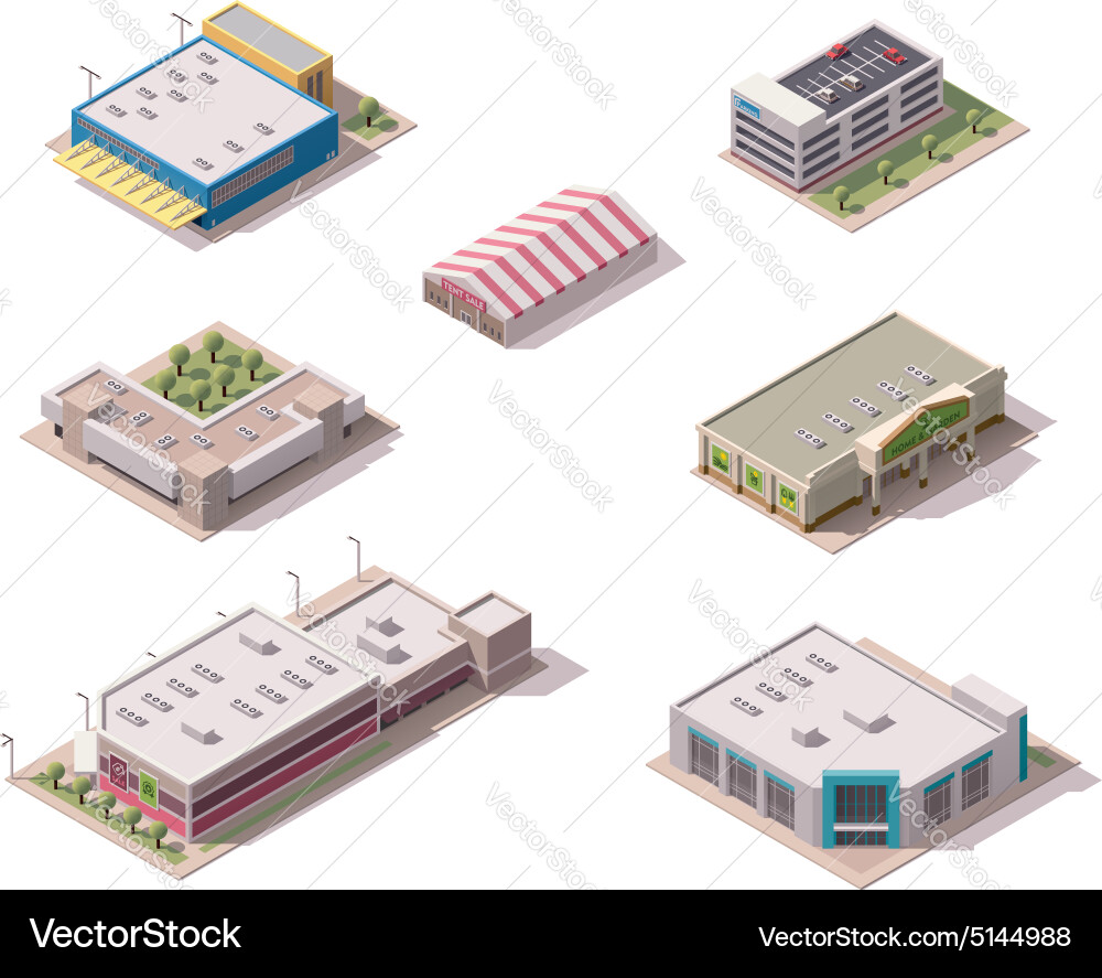 Isometric stores set Royalty Free Vector Image