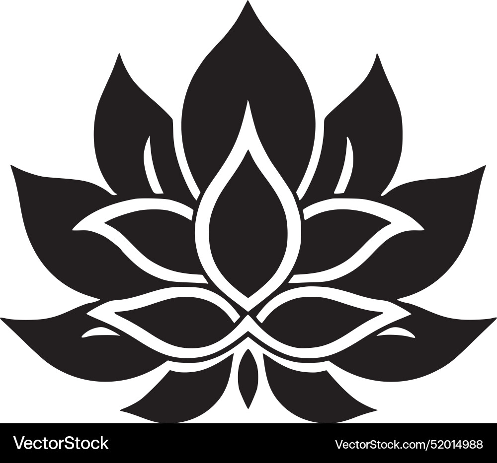 Lotus flower - black and white isolated icon Vector Image