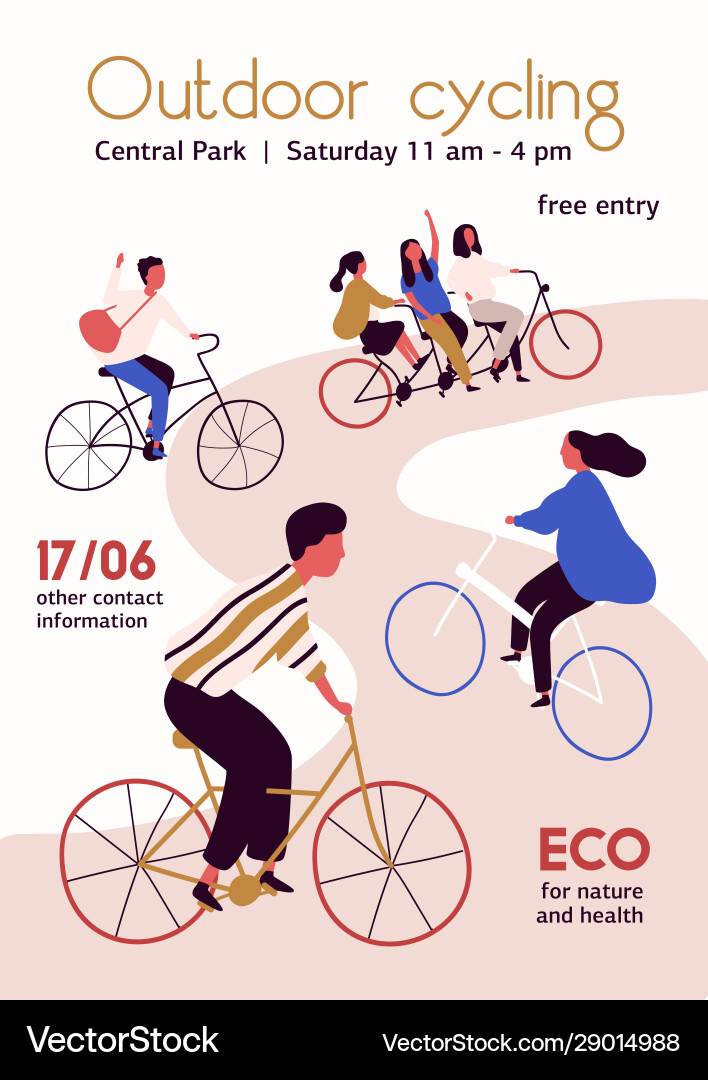 Outdoor cycling competition poster flat Royalty Free Vector