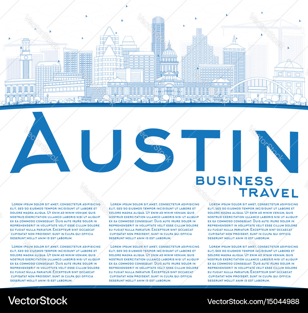 Outline austin skyline with blue buildings Vector Image