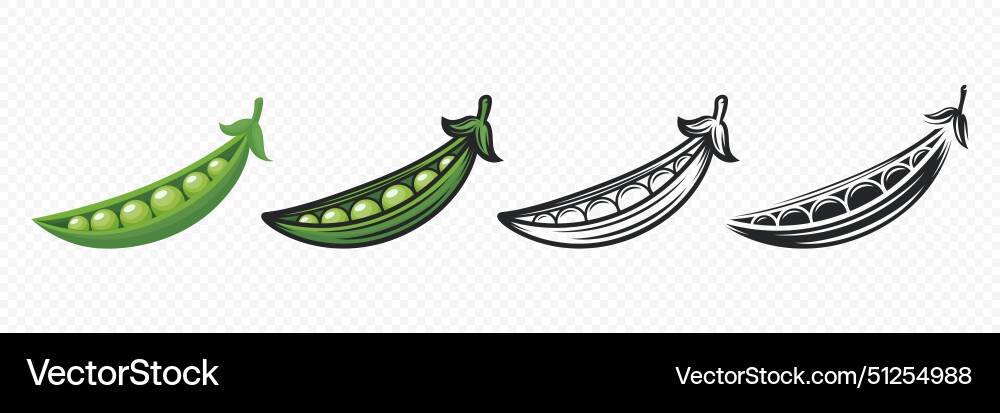 Pea pod icon cartoon green peas design Royalty Free Vector