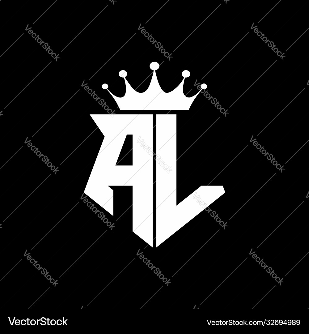 Al logo monogram shield shape with crown design Vector Image