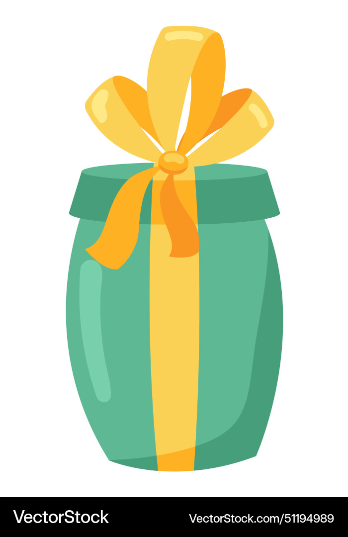 Gift box in flat design green present package Vector Image
