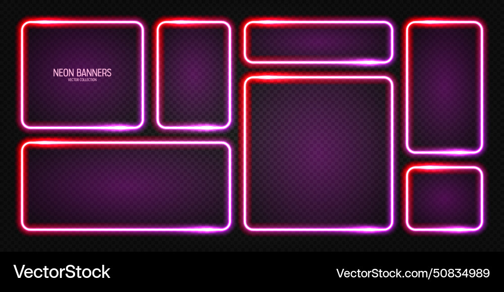 Glowing neon banners illuminated colorful square Vector Image