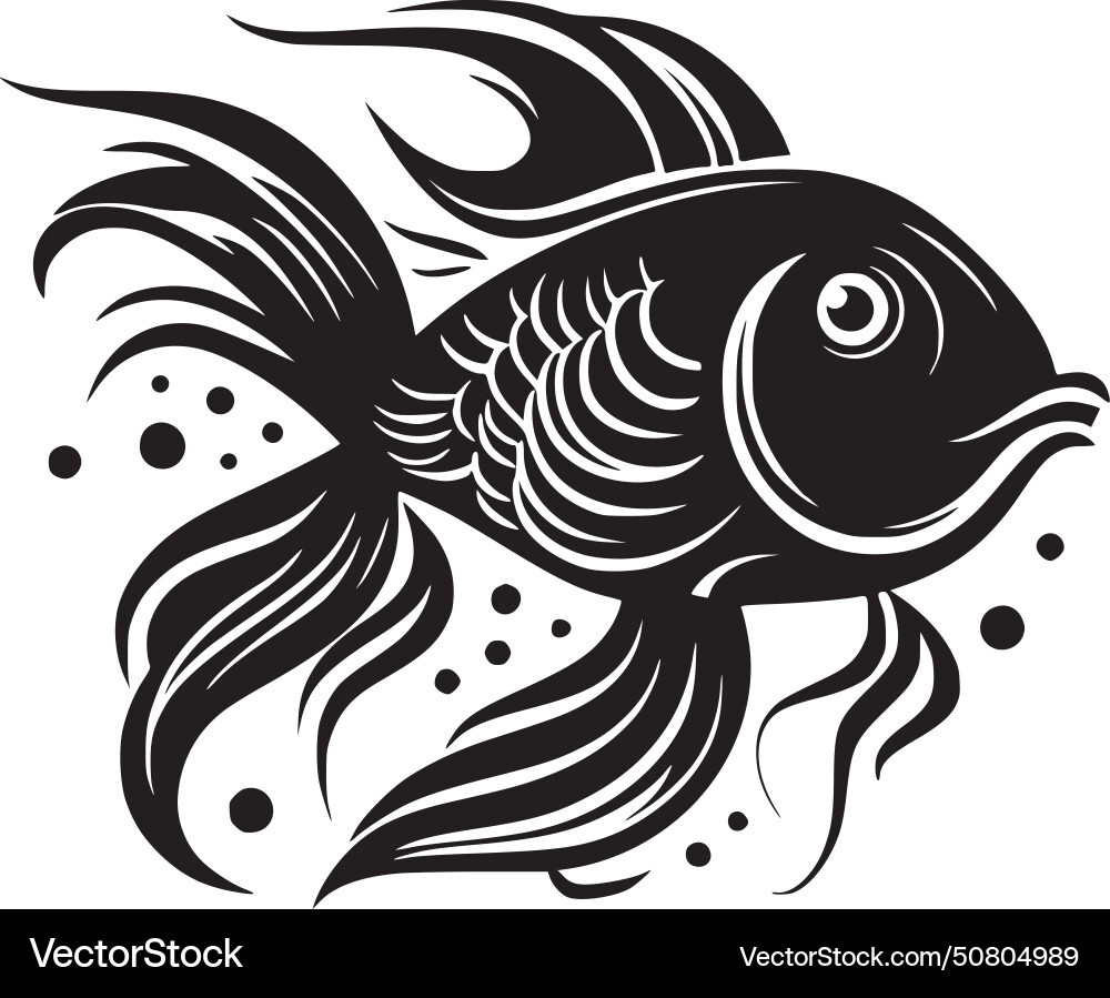 Goldfish - black and white Royalty Free Vector Image