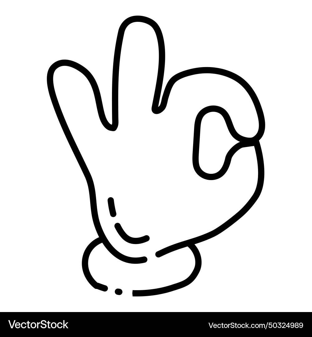 Ok cartoon hand gesture flat icon isolated Vector Image
