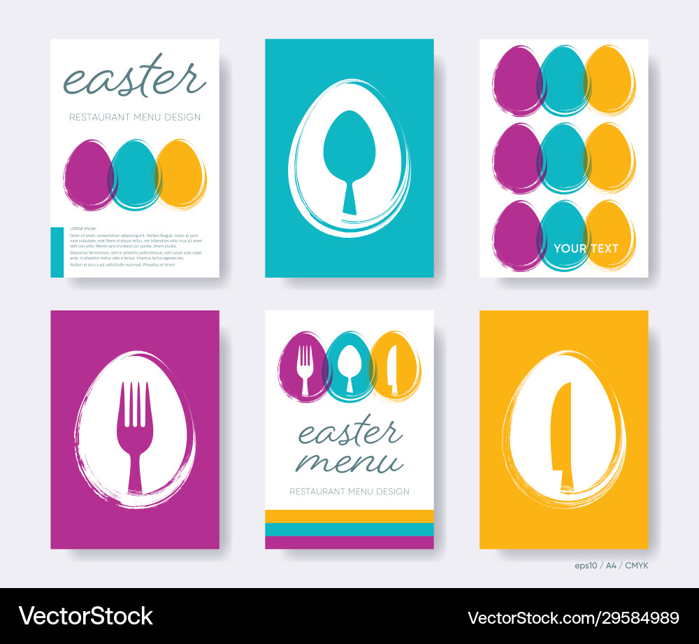 Restaurant easter menu cover design set Royalty Free Vector