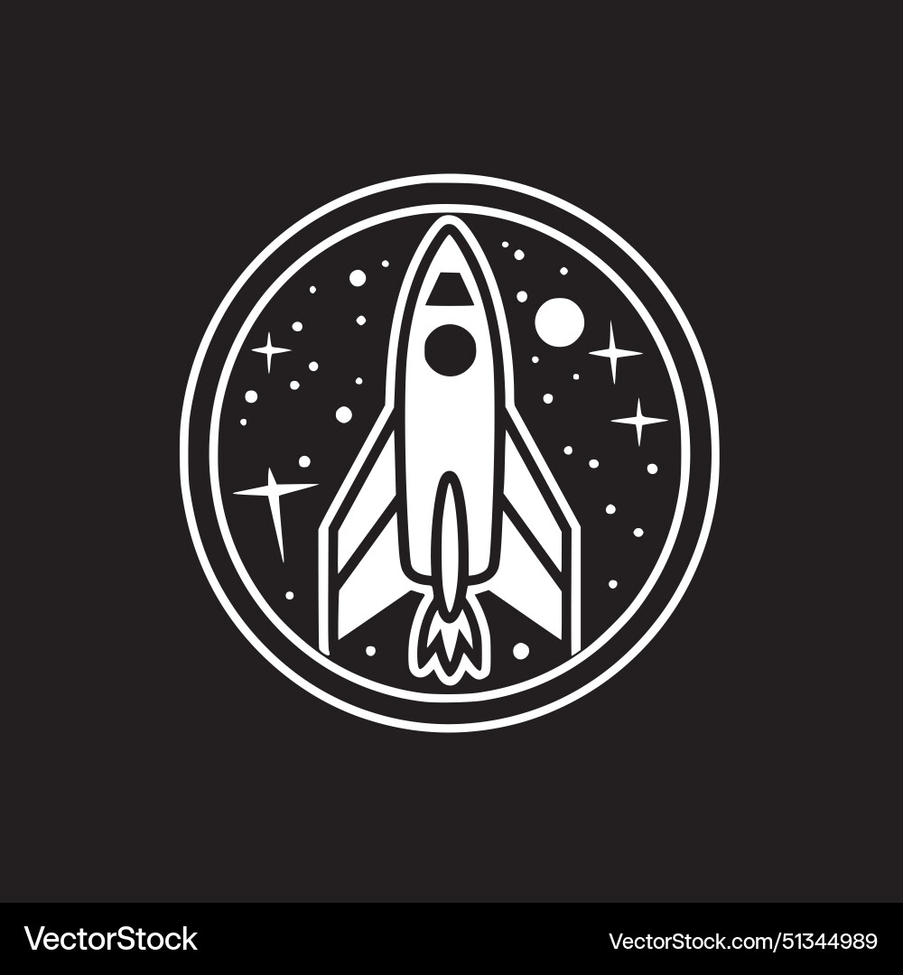 Rocket - black and white Royalty Free Vector Image