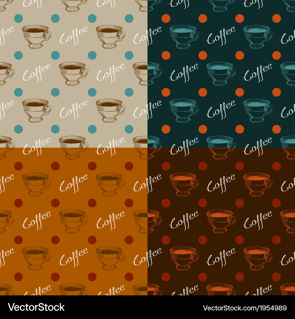 Set of coffee seamless patterns Royalty Free Vector Image