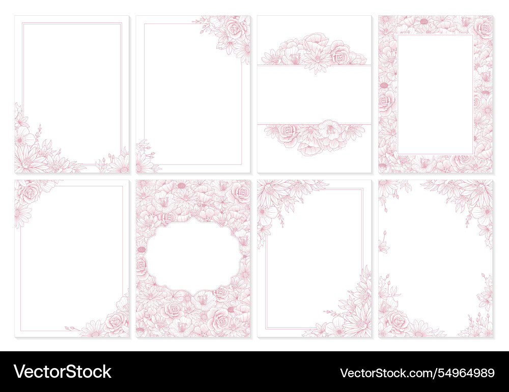 Set of elegant floral logo elements borders Vector Image