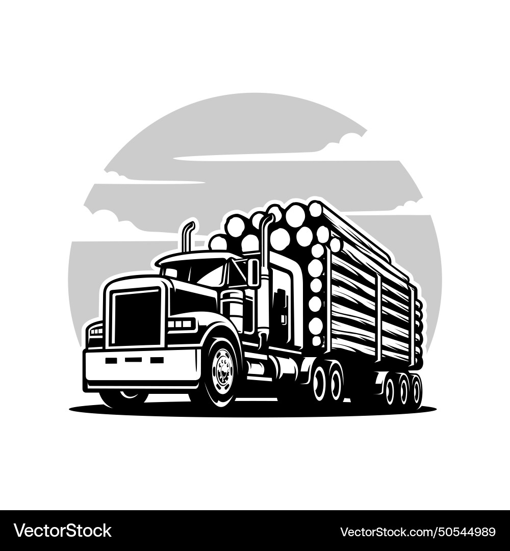 Silhouette of logging truck Royalty Free Vector Image