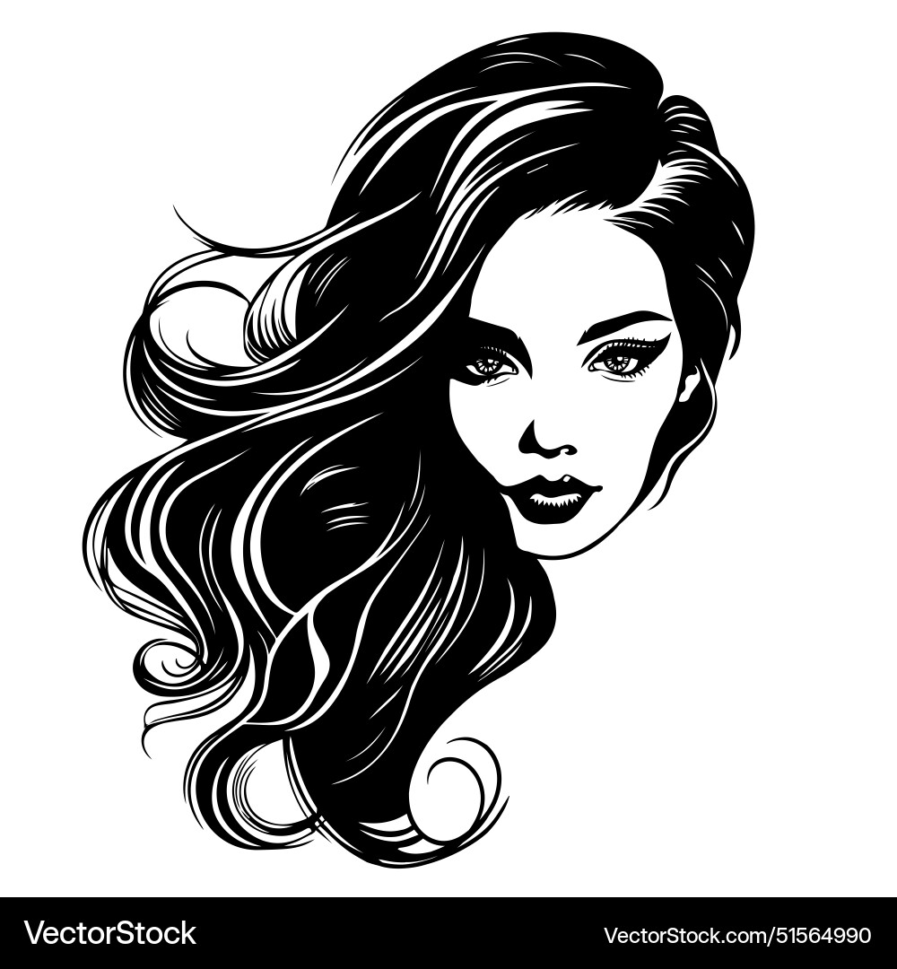 Black and white female portrait Royalty Free Vector Image