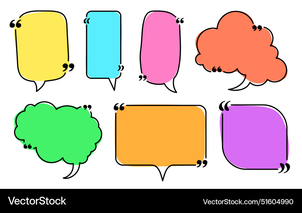 Bright colored quote speech bubbles set Royalty Free Vector