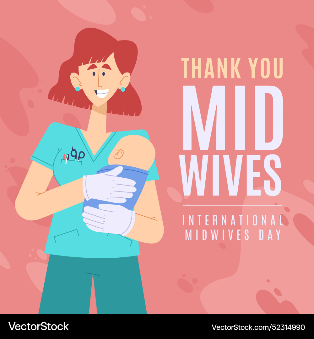 Cartoon midwives day Royalty Free Vector Image