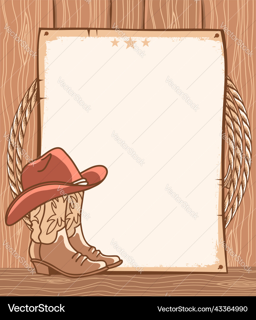 Cowboy paper background for text western Vector Image