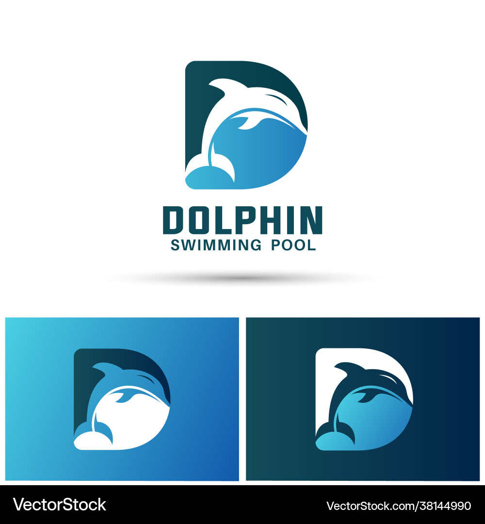Dolphin swimming pool logo design Royalty Free Vector Image