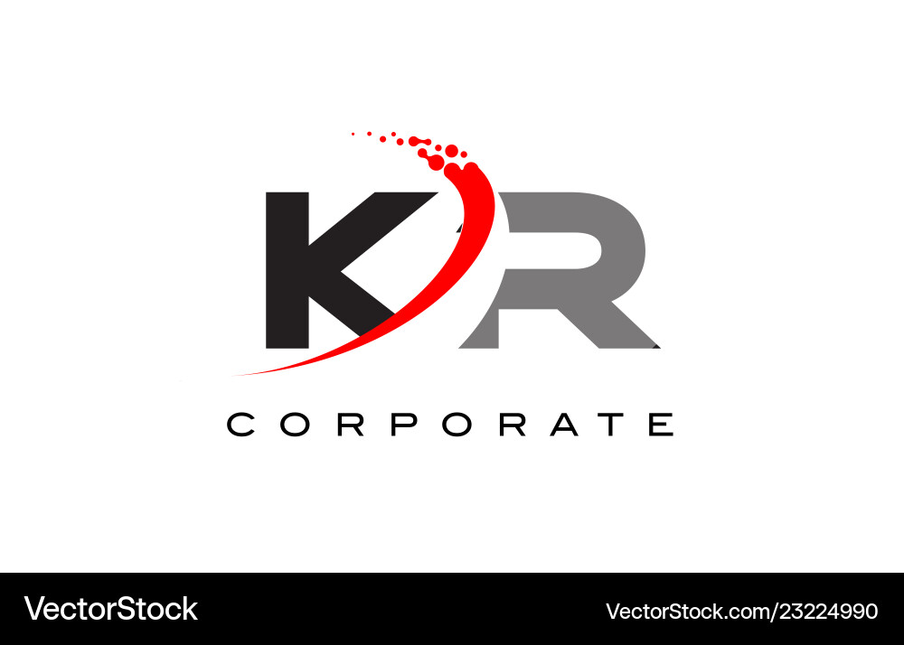 Kr modern letter logo design with swoosh Vector Image