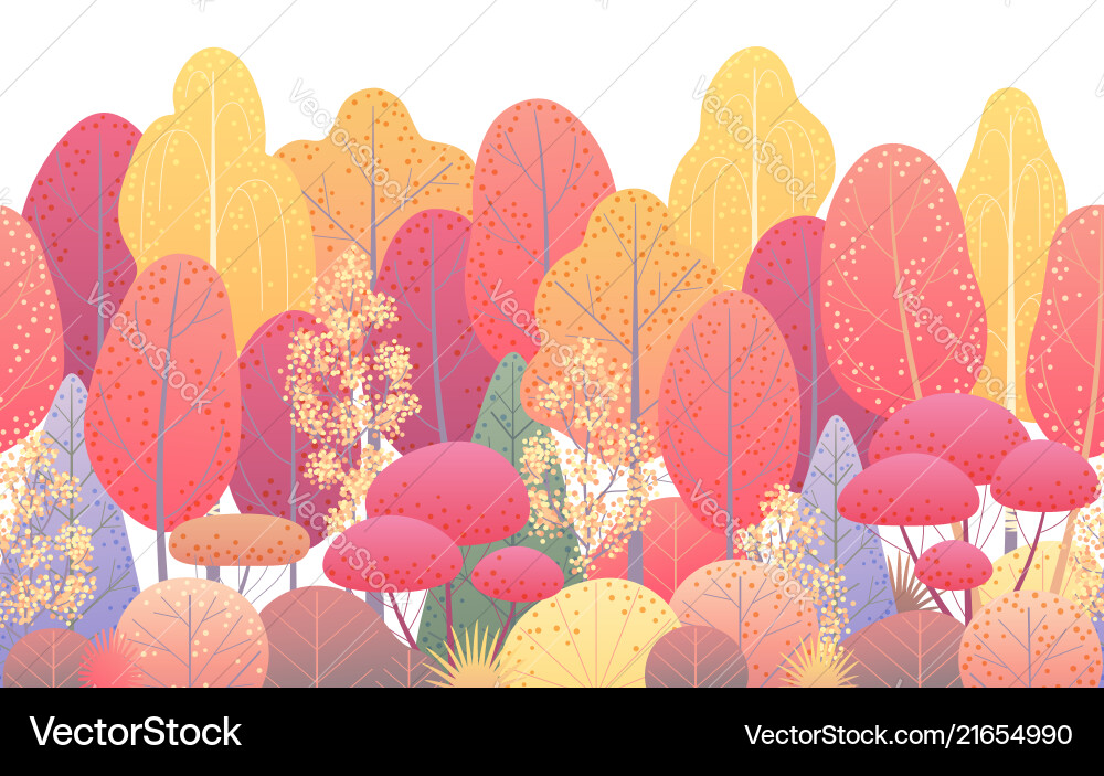 Line horizontal seamless border with autumn trees Vector Image