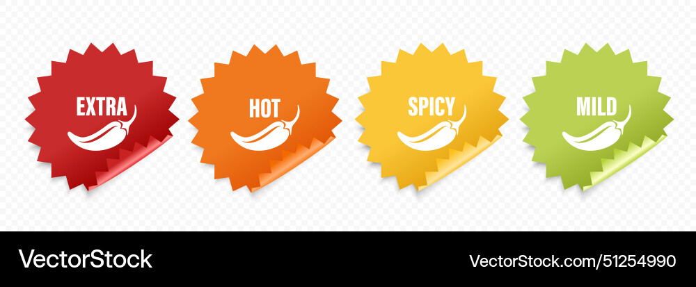 Realistic round stickers with spicy chili Vector Image