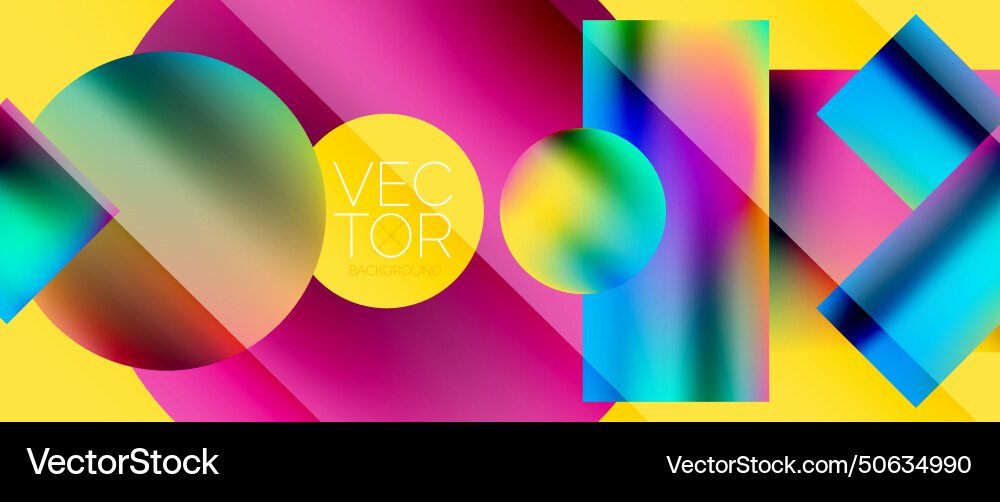 Squares and circles design fluid color gradients Vector Image