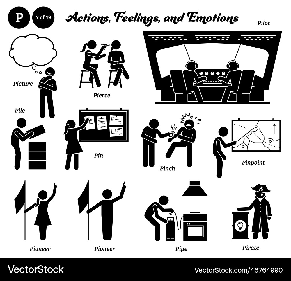 Stick figure human people man action feelings Vector Image