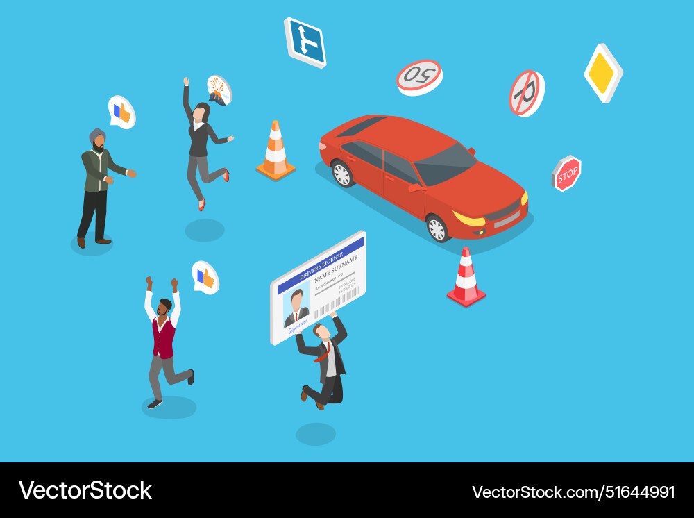 3d isometric flat of driver Royalty Free Vector Image
