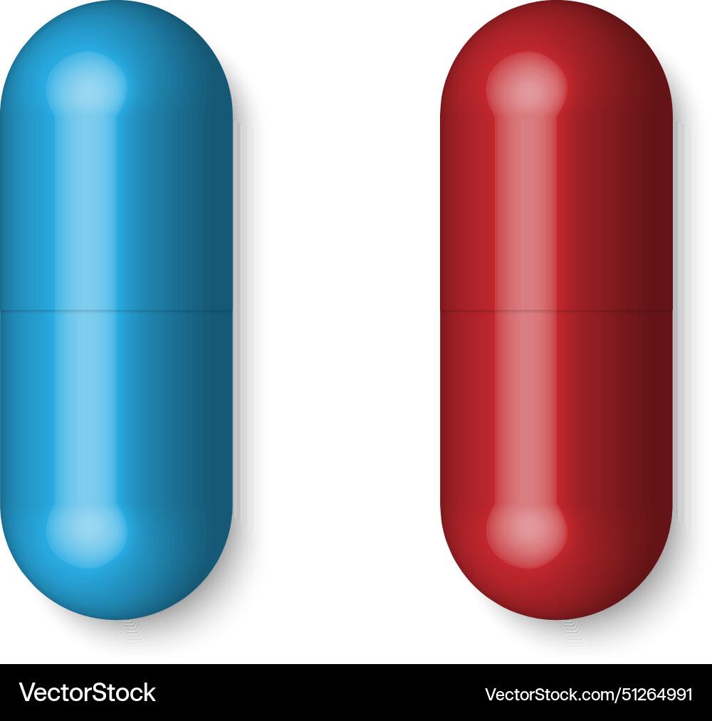 Blue and red medical pills tablets capsules Vector Image