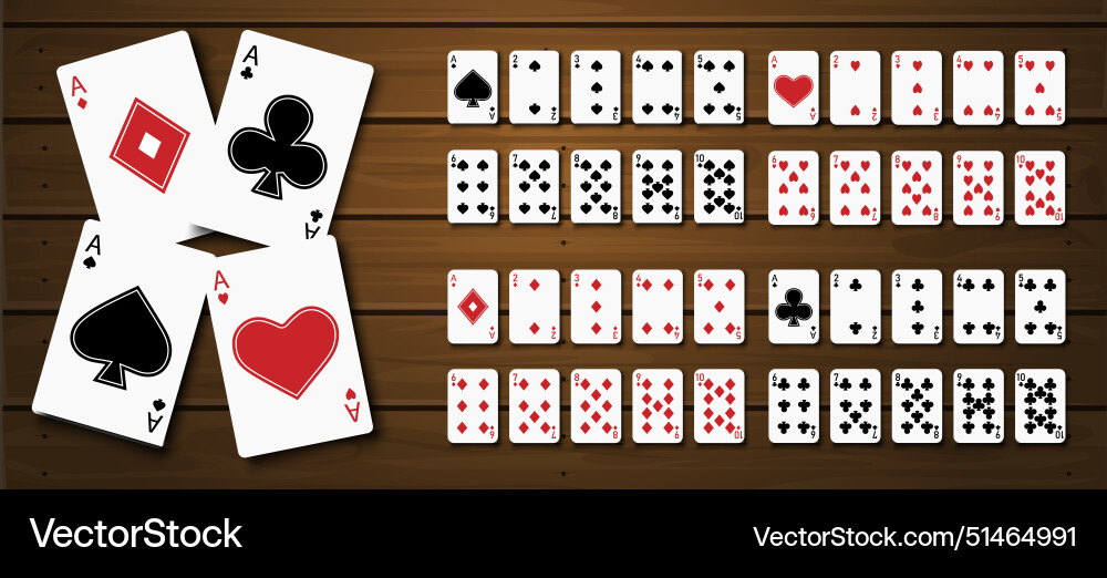 Full deck of playing cards realistic Royalty Free Vector