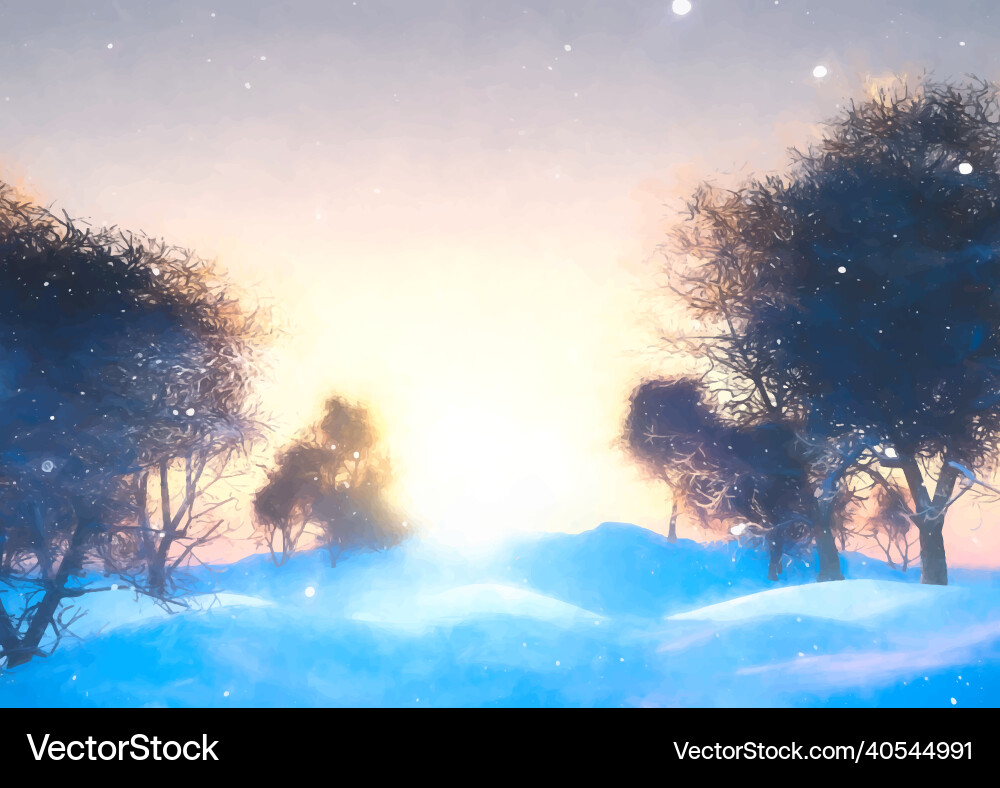 Hand painted watercolour winter solstice Vector Image