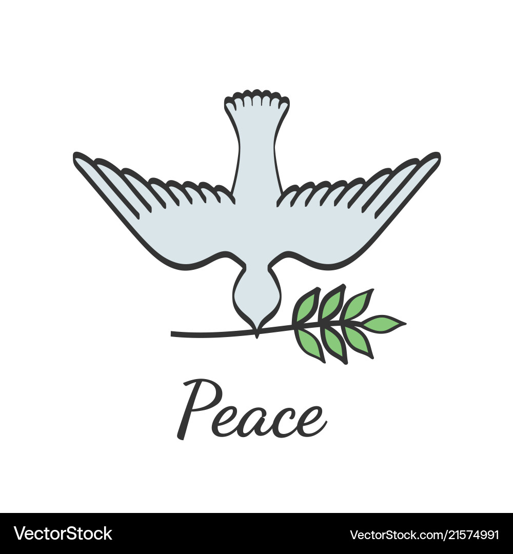 Peace dove with olive branch Royalty Free Vector Image
