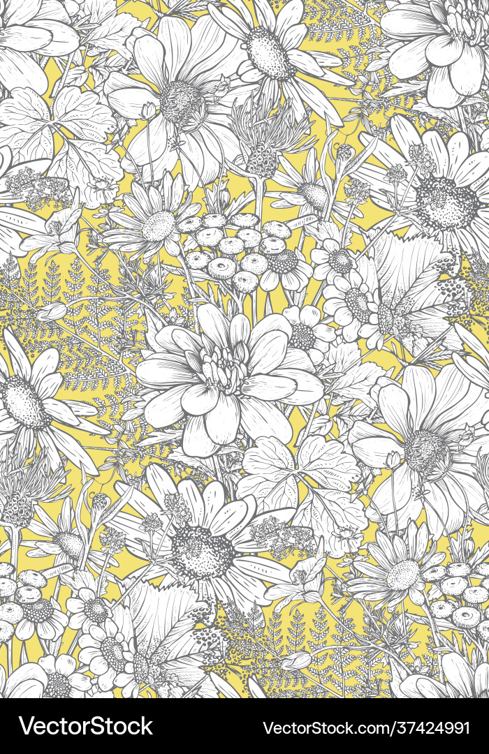 Seamless pattern with hand drawn herbs Royalty Free Vector