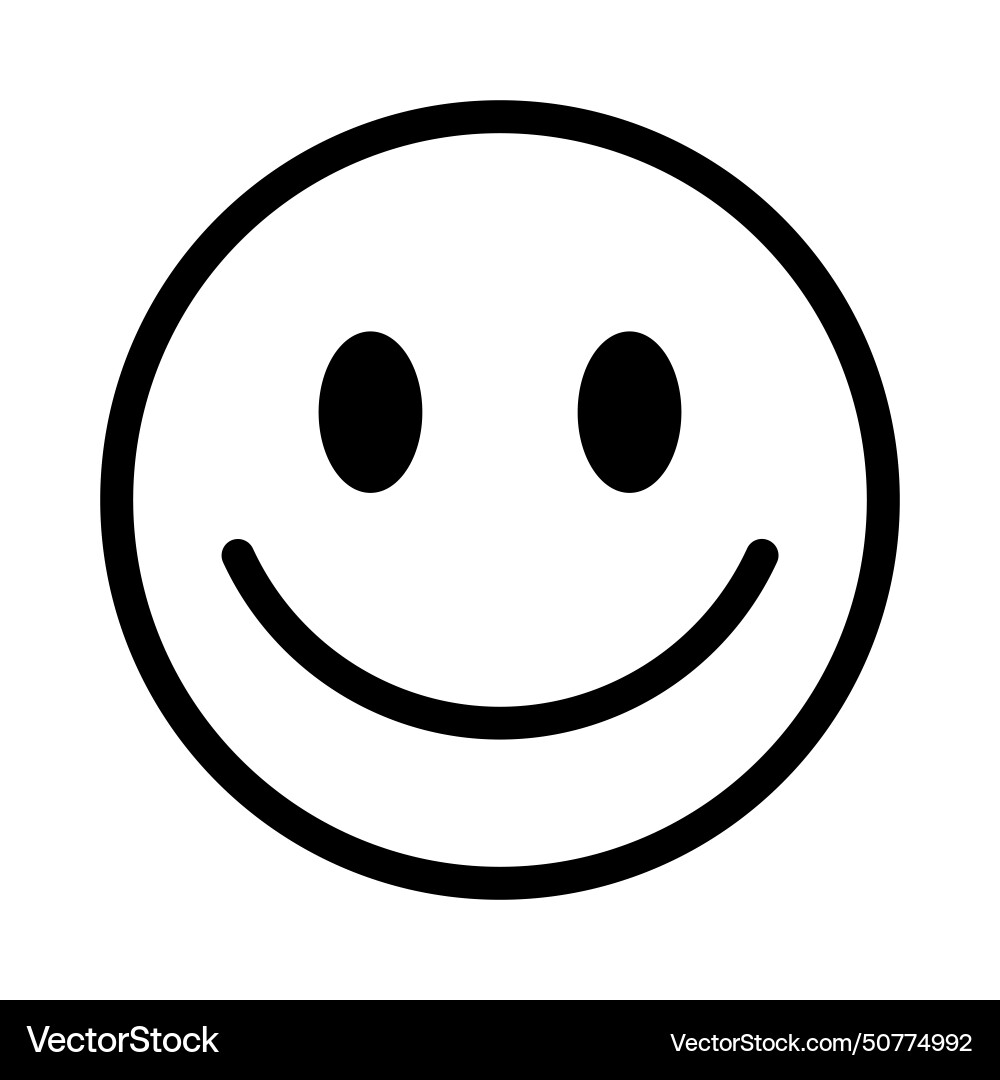 Black smile emoji icon on white background Vector Image