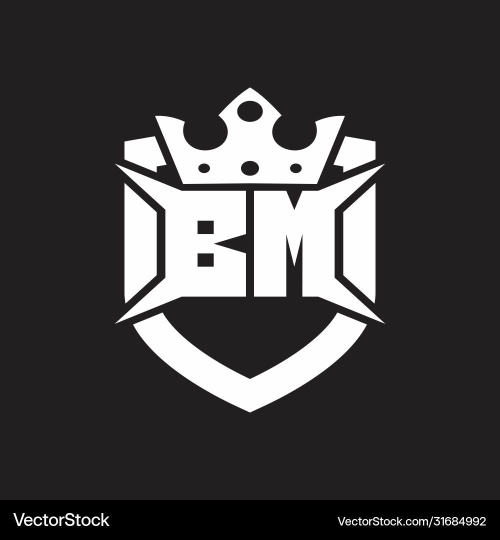 Bm logo monogram isolated with shield and crown Vector Image