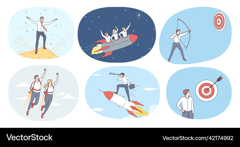 Collection of motivated businessman strive Vector Image