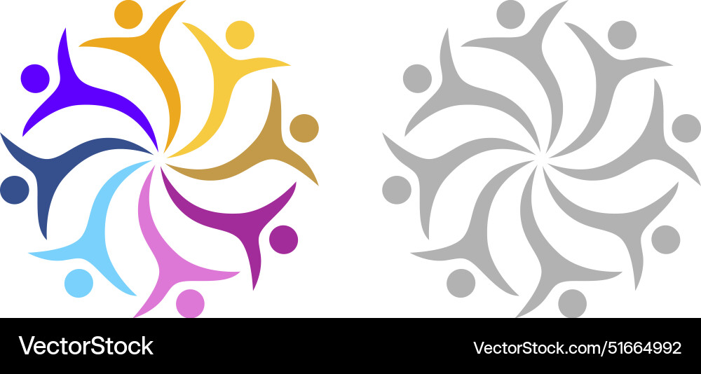 Colorful people team teamwork union logo Vector Image