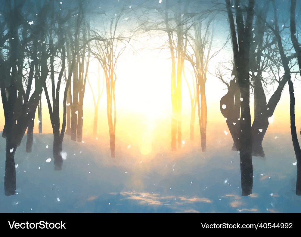Hand painted winter solstice forest landscape Vector Image