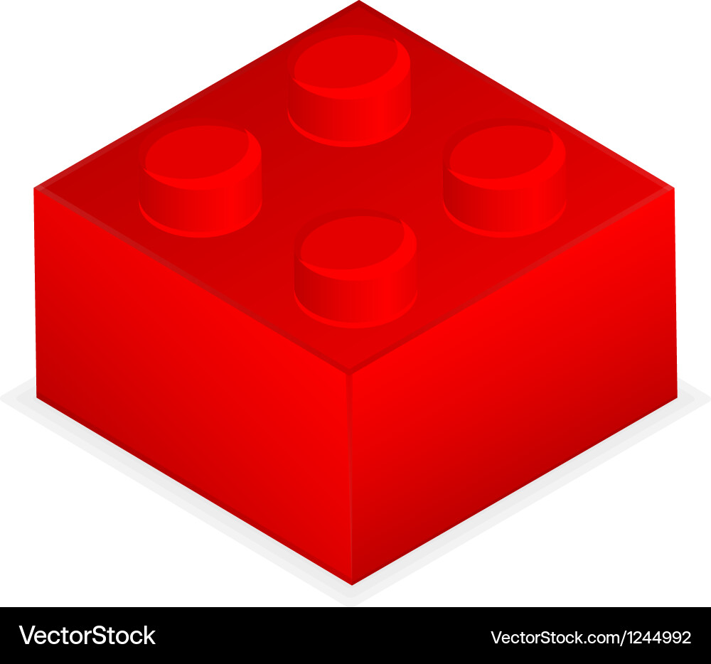 Lego red plastic building block Royalty Free Vector Image