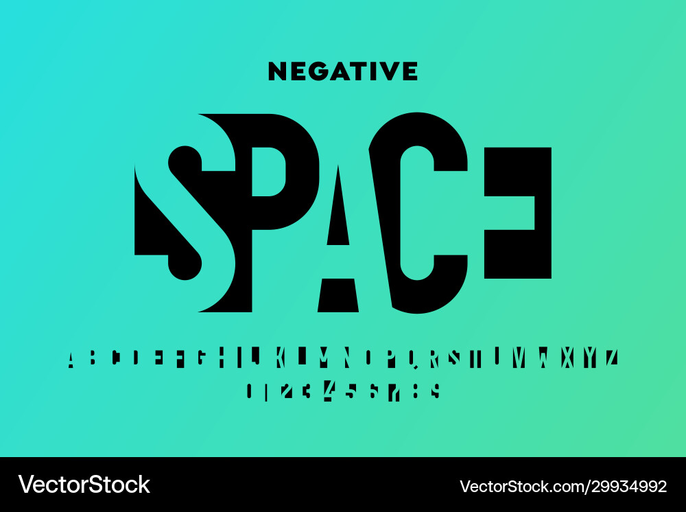 Negative space style font Royalty Free Vector Image