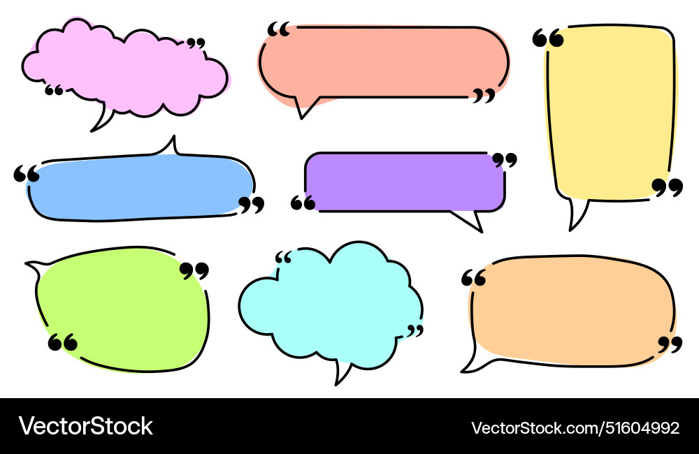 Pastel colored quote speech bubbles collection Vector Image