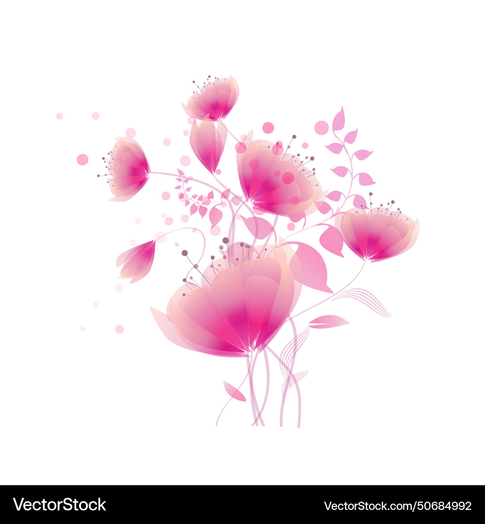 Pink magic flowers on a white background Vector Image