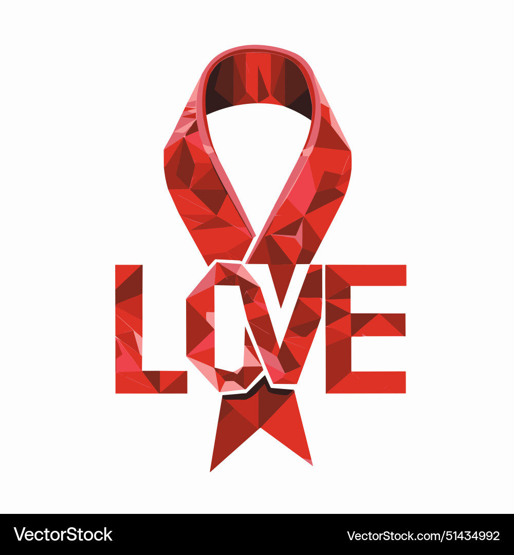 Red geometric ribbon design spelling love Vector Image
