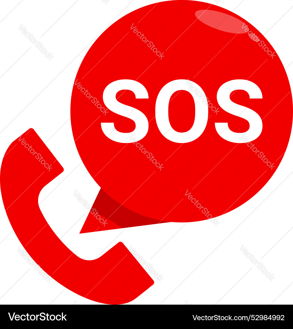 Red phone making sos emergency call symbol Vector Image