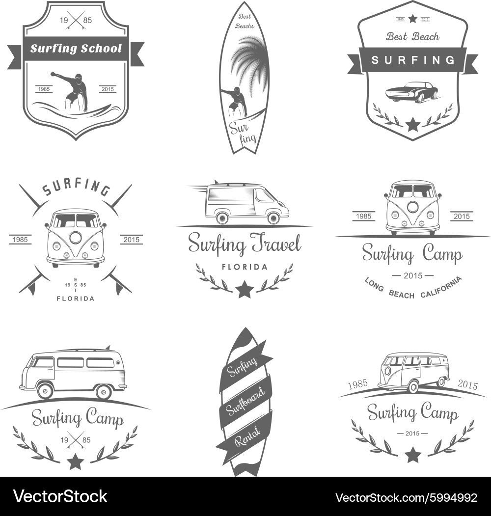 Set of surf logo and badges Royalty Free Vector Image